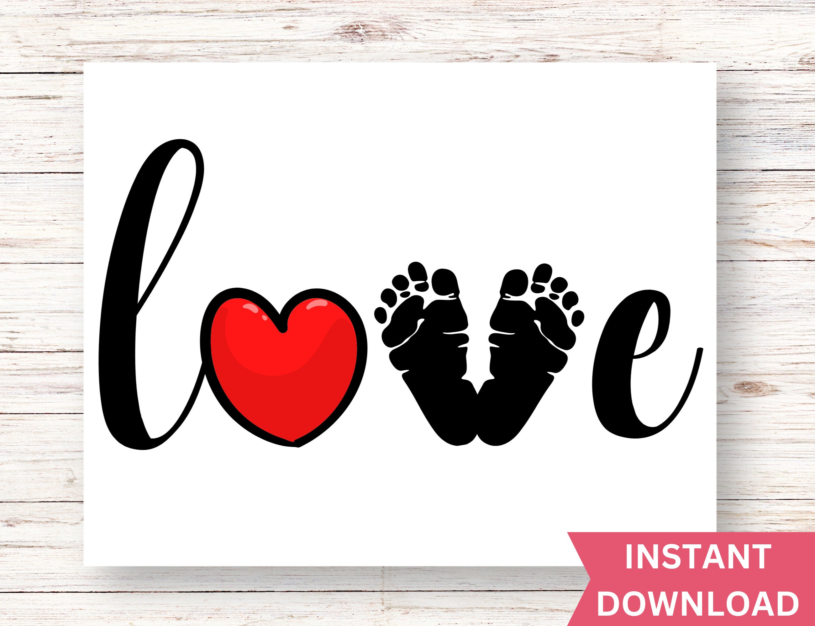 LOVE Footprint Art Craft| Footprint Art Printable| Footprint Keepsake ...
