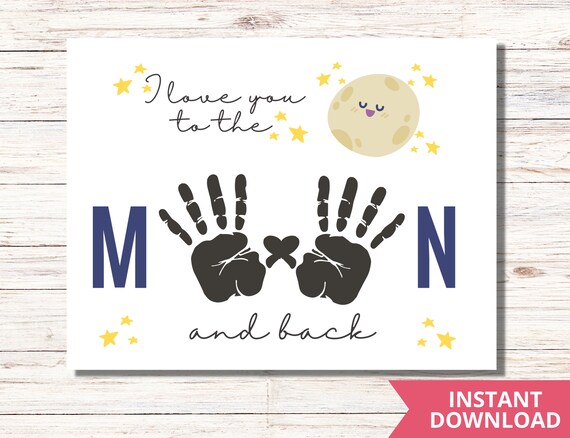 I Love You to the Moon and Back Handprint Art Craft Keepsake - Etsy