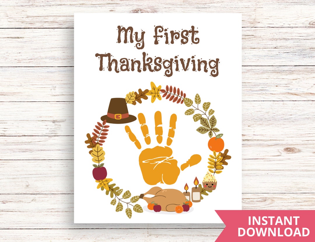 My First Thanksgiving Handprint Art Craft Keepsake | Fall Handprint Art ...