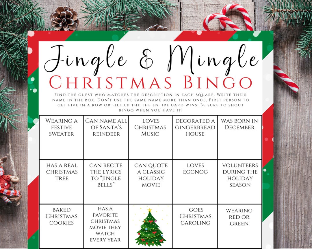 Christmas Mingle Bingo, Christmas Games, Holiday Party Bingo, Find the ...