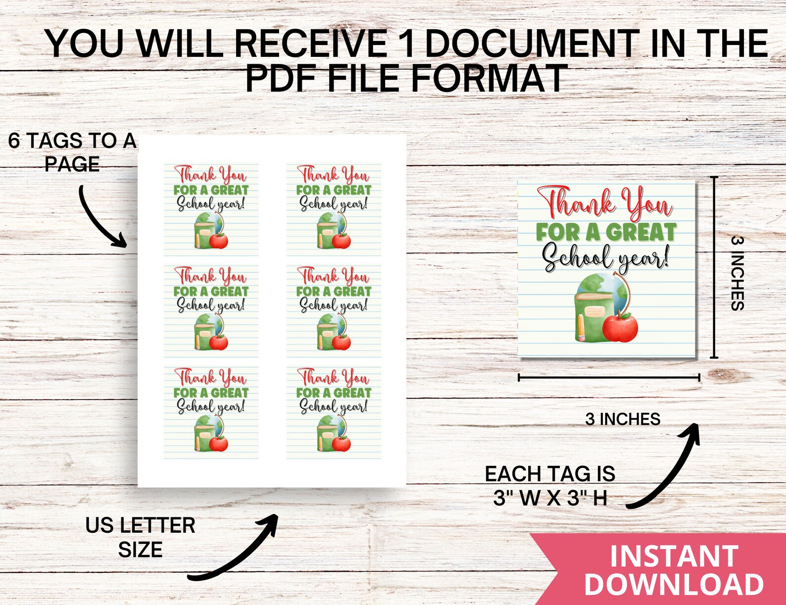 Thank You for a GREAT Year TAG Printable| Teacher Thank You Gift| End ...