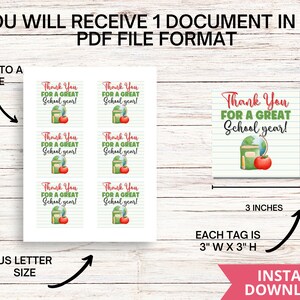 Thank You for a GREAT Year TAG Printable| Teacher Thank You Gift| End ...