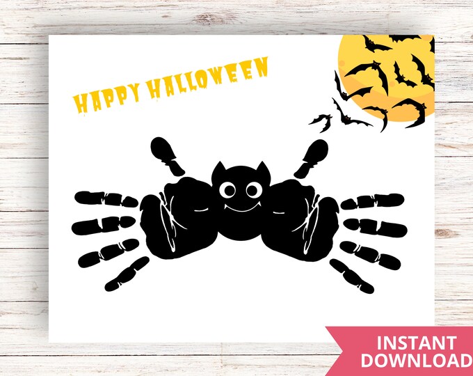Halloween Spider Handprint Craft Template - Handprint Art Kit for Kids ...