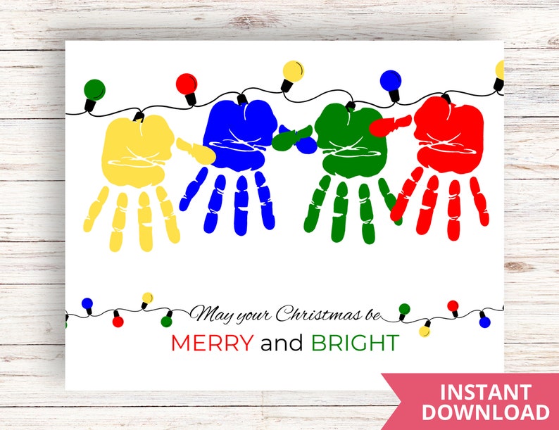 Christmas Lights Handprint Art Craft| Merry and Bright Handprint ...
