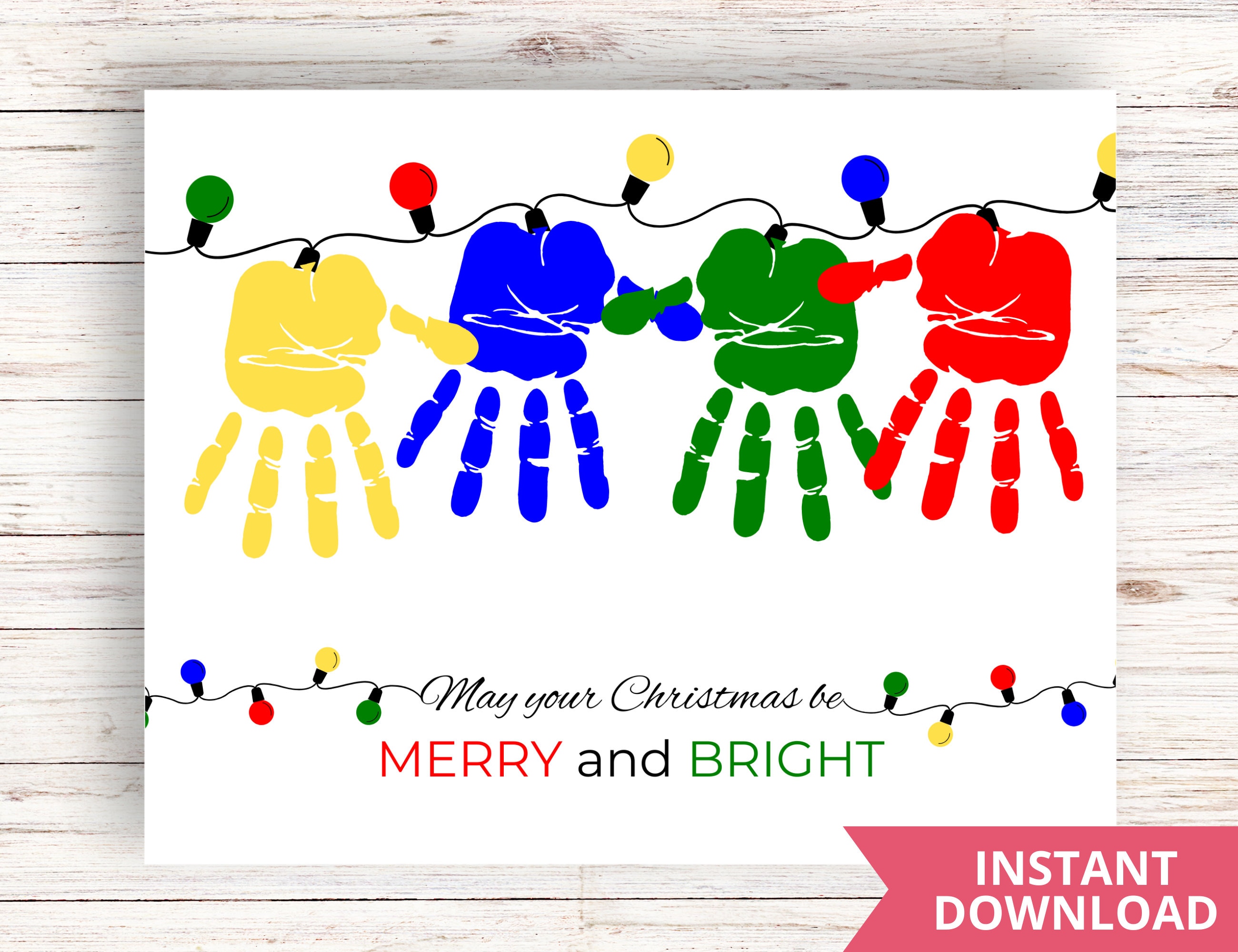 Christmas Lights Handprint Art Craft| Merry and Bright Handprint ...