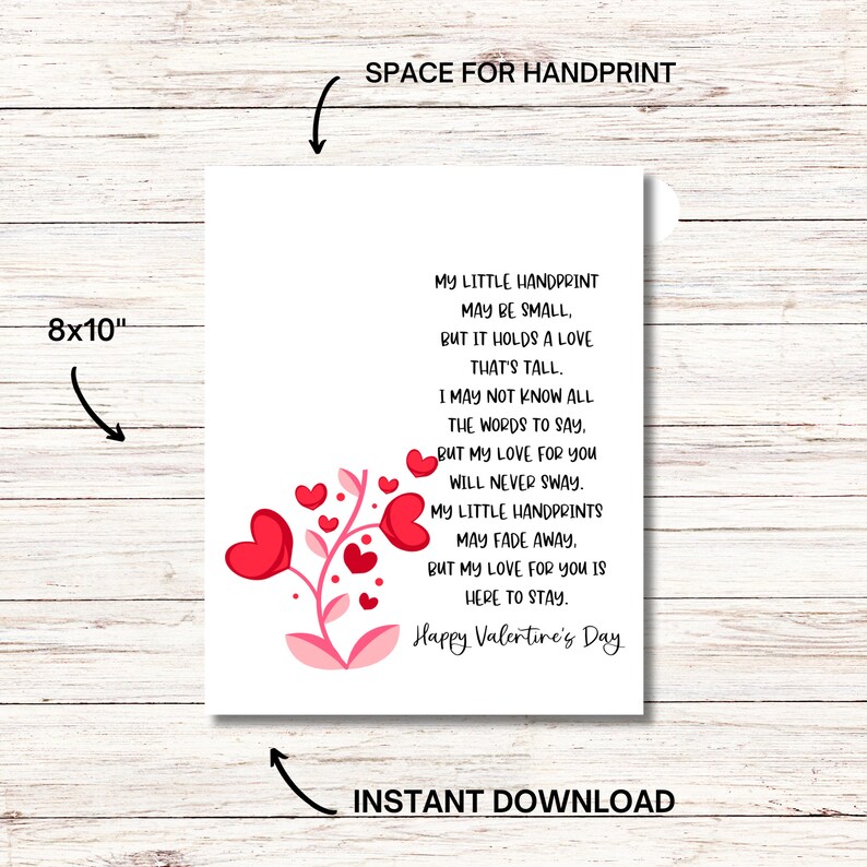 Valentines Day Handprint Poem ,memory Keepsake , Preschool ...