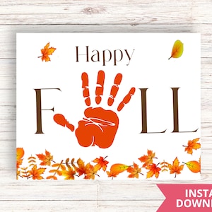 Happy Fall Handprint Art Craft Keepsake | Fall Handprint Art Craft for ...