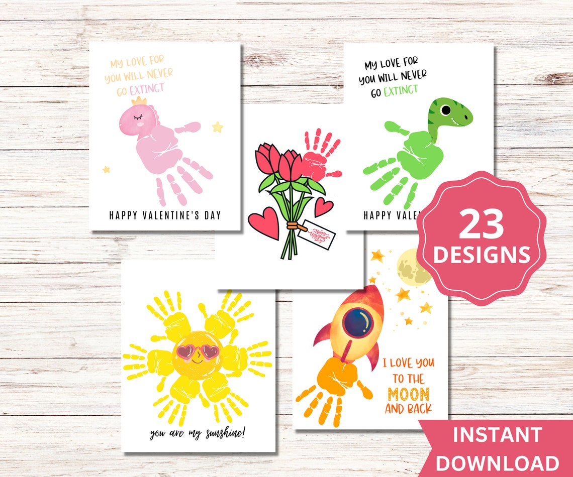 Valentine's Day Handprint Art Craft BUNDLE February Handprint Art Kids ...