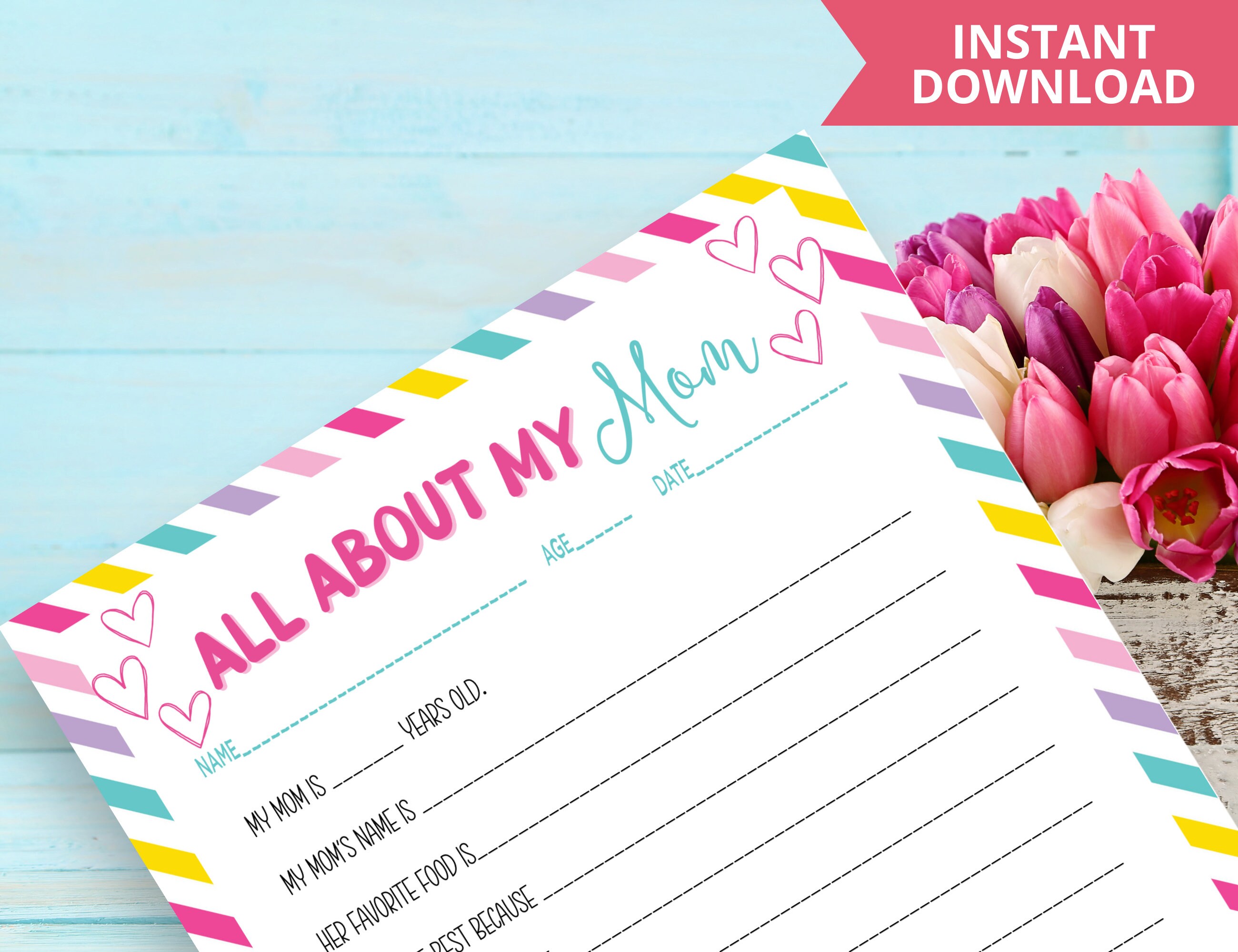 All About My Mom Printable Mother's Day Printable PDF Mother's Day ...