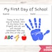 First Day of School Handprint Craft, Back to School Poem Handprint Art ...
