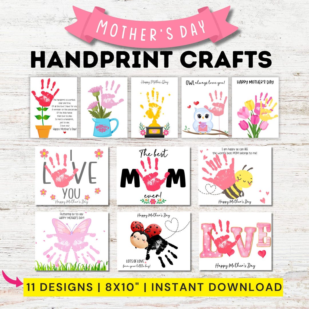 Mother's Day Handprint Bundle, Fun Printable Craft for Kids, DIY ...