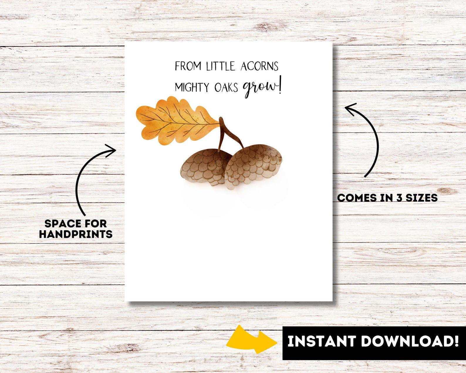 Fall Acorn Handprint Art Craft Printable, Toddler Handprint, Fall ...