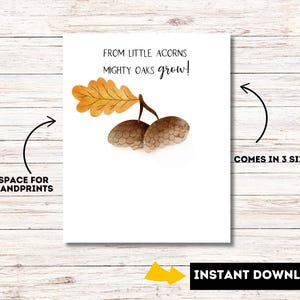 Fall Acorn Handprint Art Craft Printable, Toddler Handprint, Fall ...