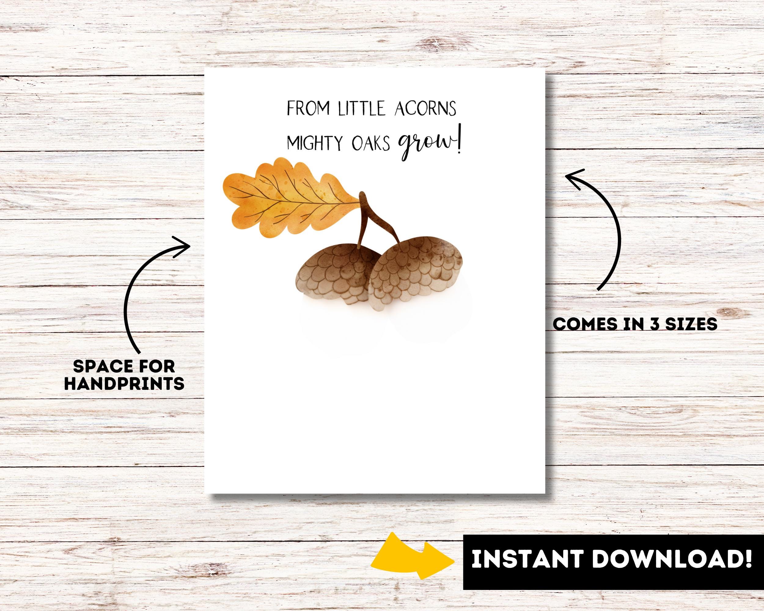 Fall Acorn Handprint Art Craft Printable, Toddler Handprint, Fall ...