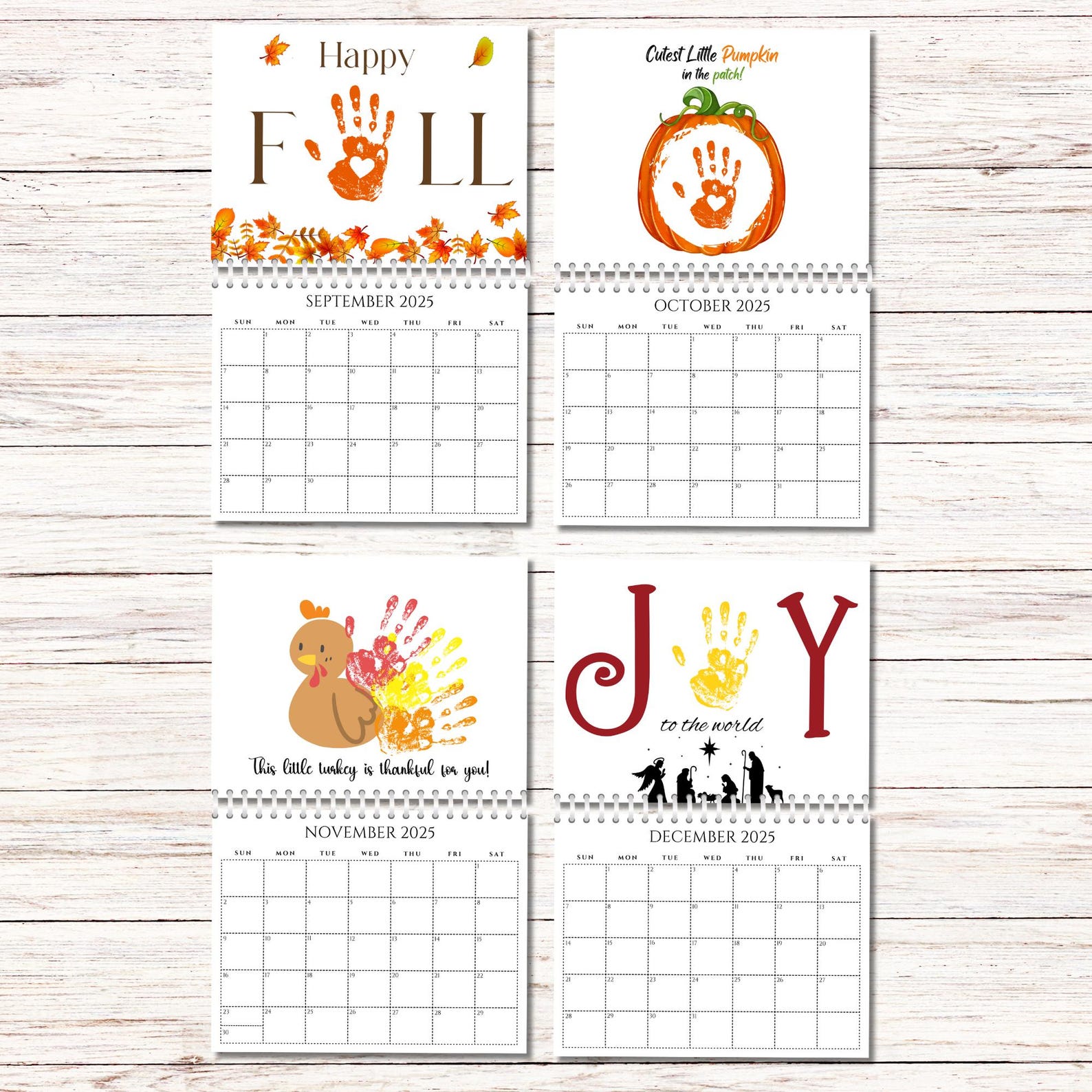 2025 Handprint Calendar, Monthly Handprint Art, Memory Keepsake, Kids ...