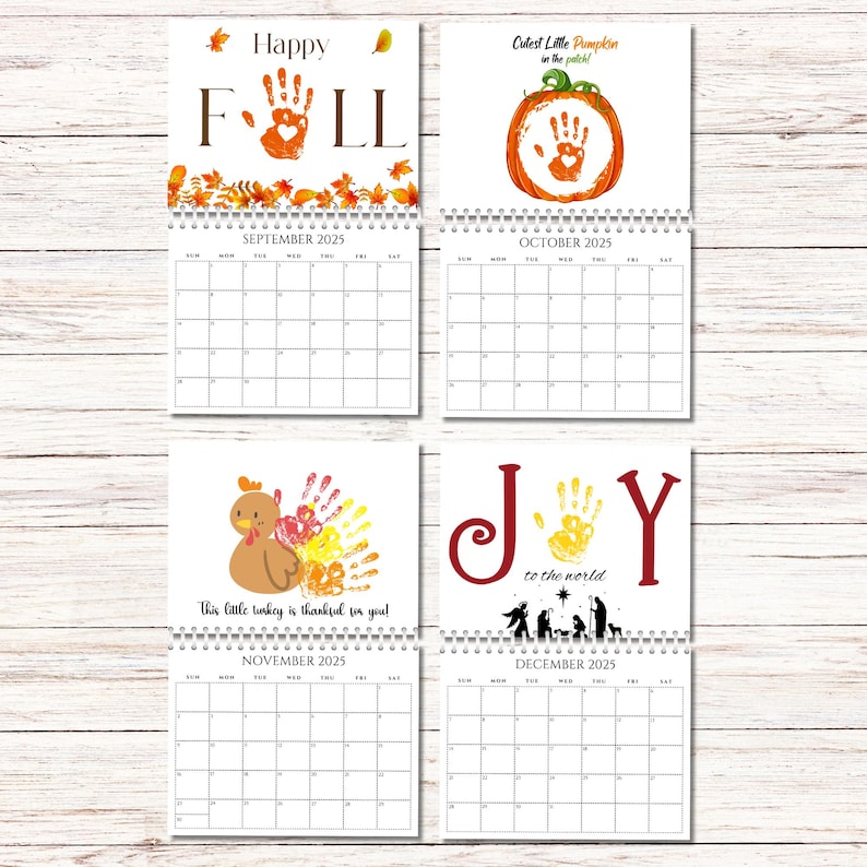 2025 Handprint Calendar, Monthly Handprint Art, Memory Keepsake, Kids ...