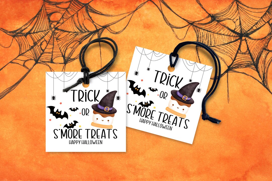 Halloween Tags Printable for Smores, Halloween Party Favor Tags, S ...