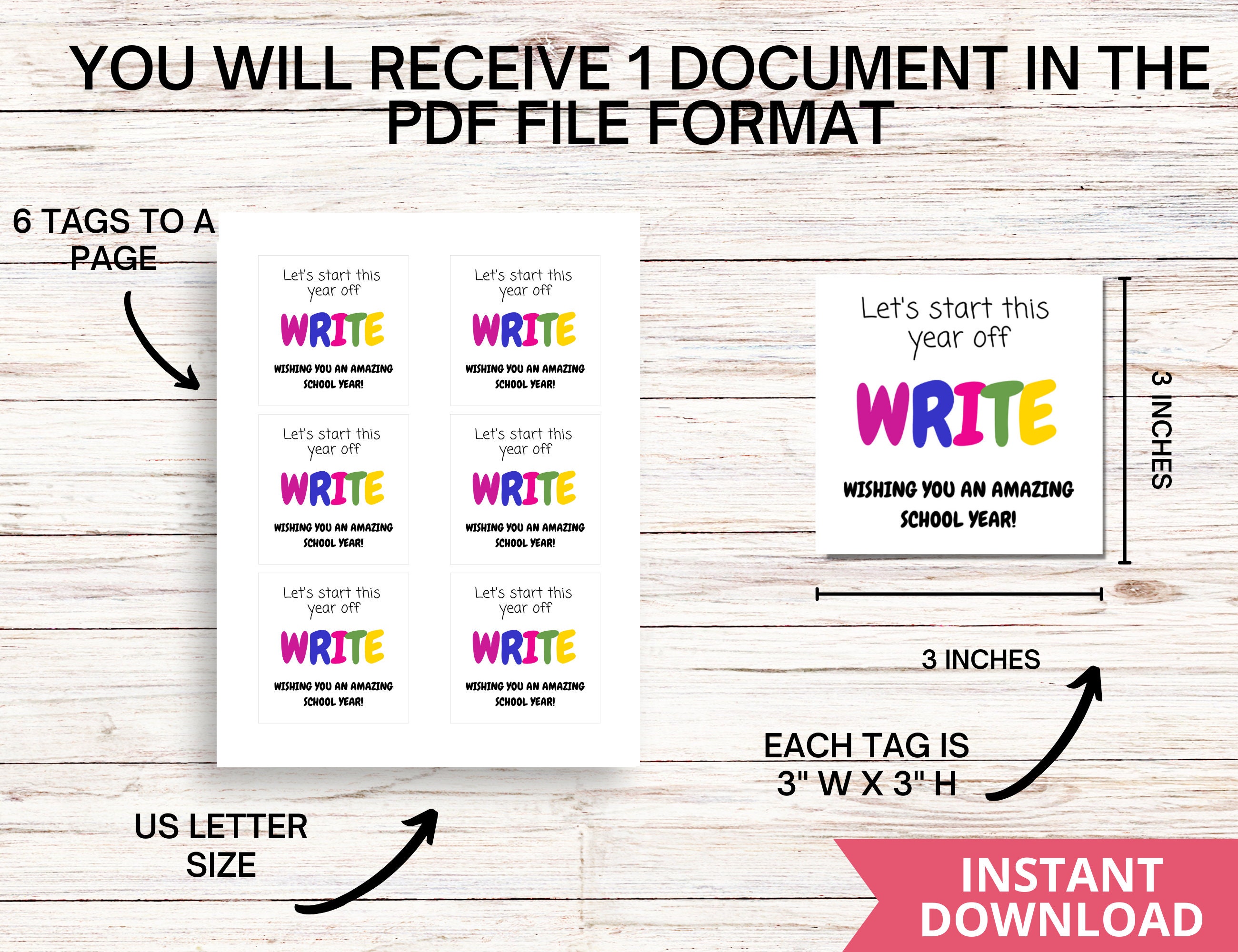 Let's Start This Year off WRITE Tag | Back to School Gift Tags| Student ...