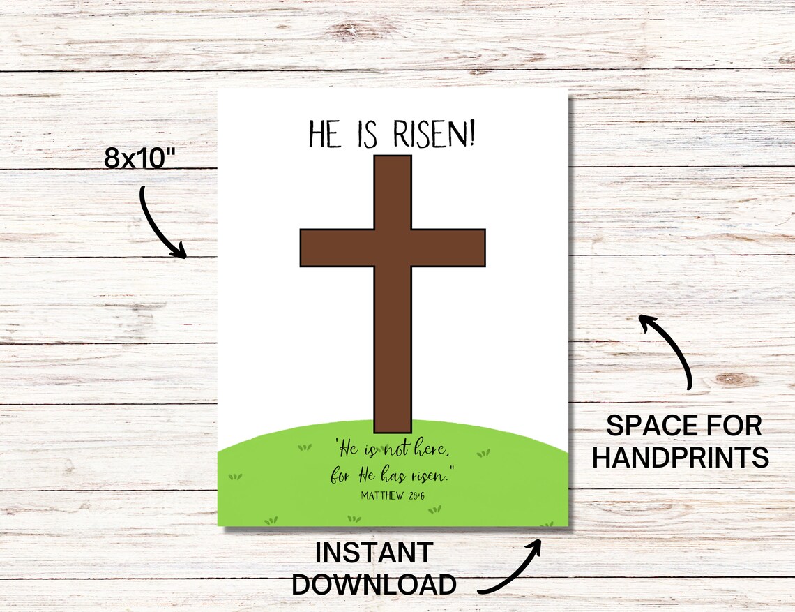 He is Risen Matthew 28:6 Handprint Art Craft| Easter Handprint Craft ...