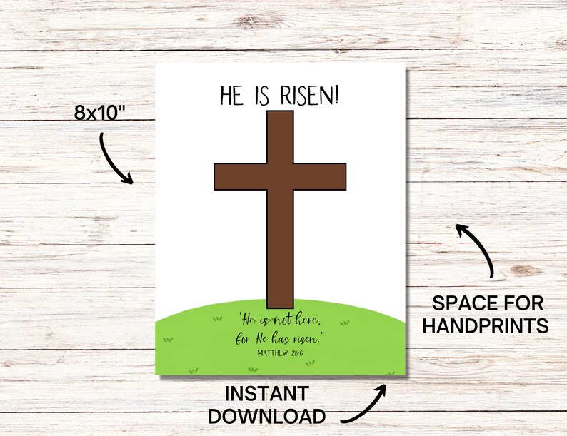 He is Risen Matthew 28:6 Handprint Art Craft| Easter Handprint Craft ...