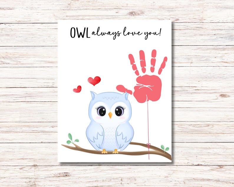 Owl Handprint Craft, Valentine Handprint Art, Toddler Activity ...