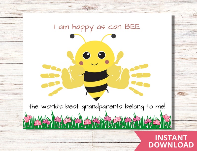 Happy Grandparents Day 2024 Handprint Art Card Keepsake Grandparents ...