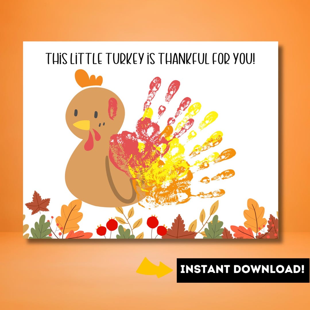 Thanksgiving Thankful Turkey Handprint Art, Kids Toddler Craft, Fall ...