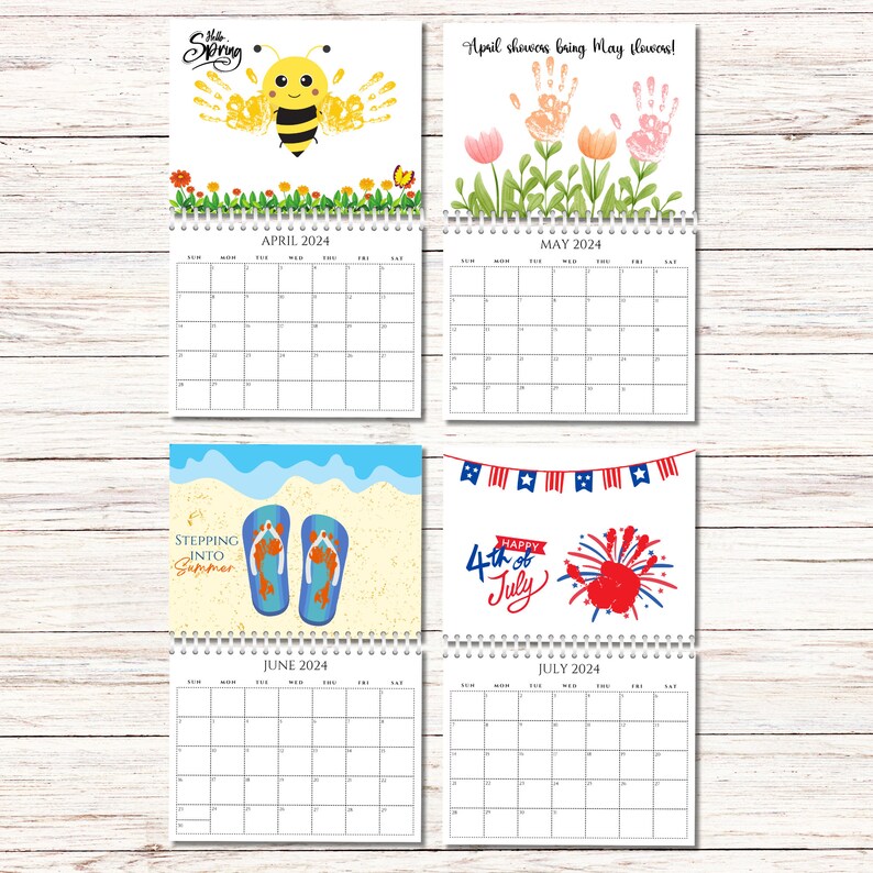 2024 Handprint Footprint Calendar, 12 Month Handprint Art Craft Memory ...