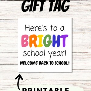 Here's to a BRIGHT School Year| Welcome Back to School Tag | Back to ...