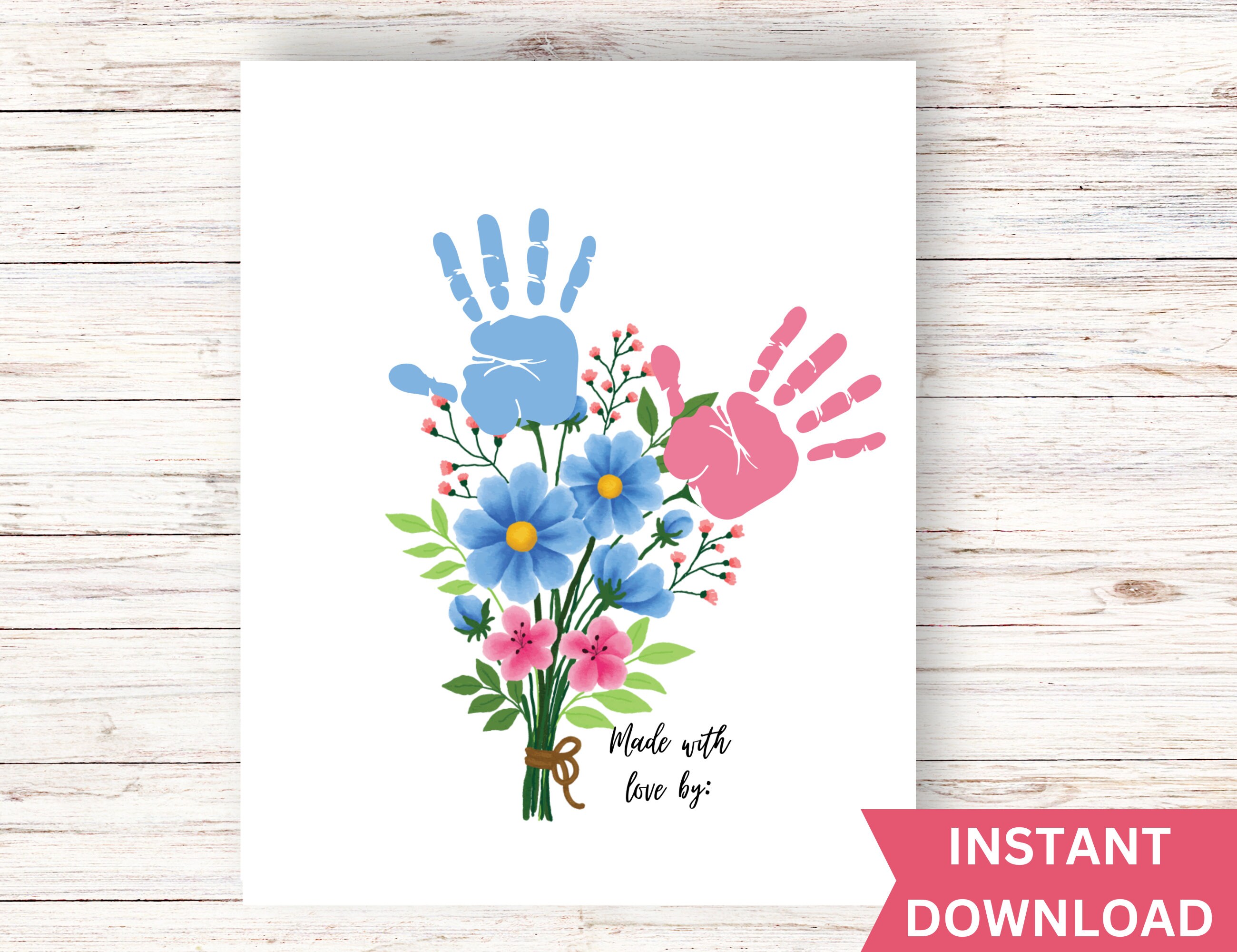 Handprint Flower Bouquet | Flower Handprint Sign - Etsy