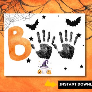 Boo Handprint Craft, Printable Halloween Handprint Art, Halloween BOO ...