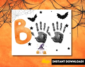 Halloween Boo Handprint Craft, Halloween Craft, Printable Halloween ...