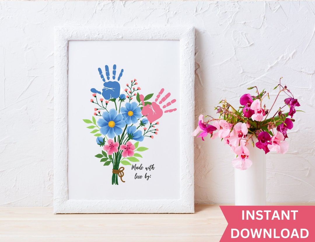 Handprint Flower Bouquet | Flower Handprint Sign - Etsy