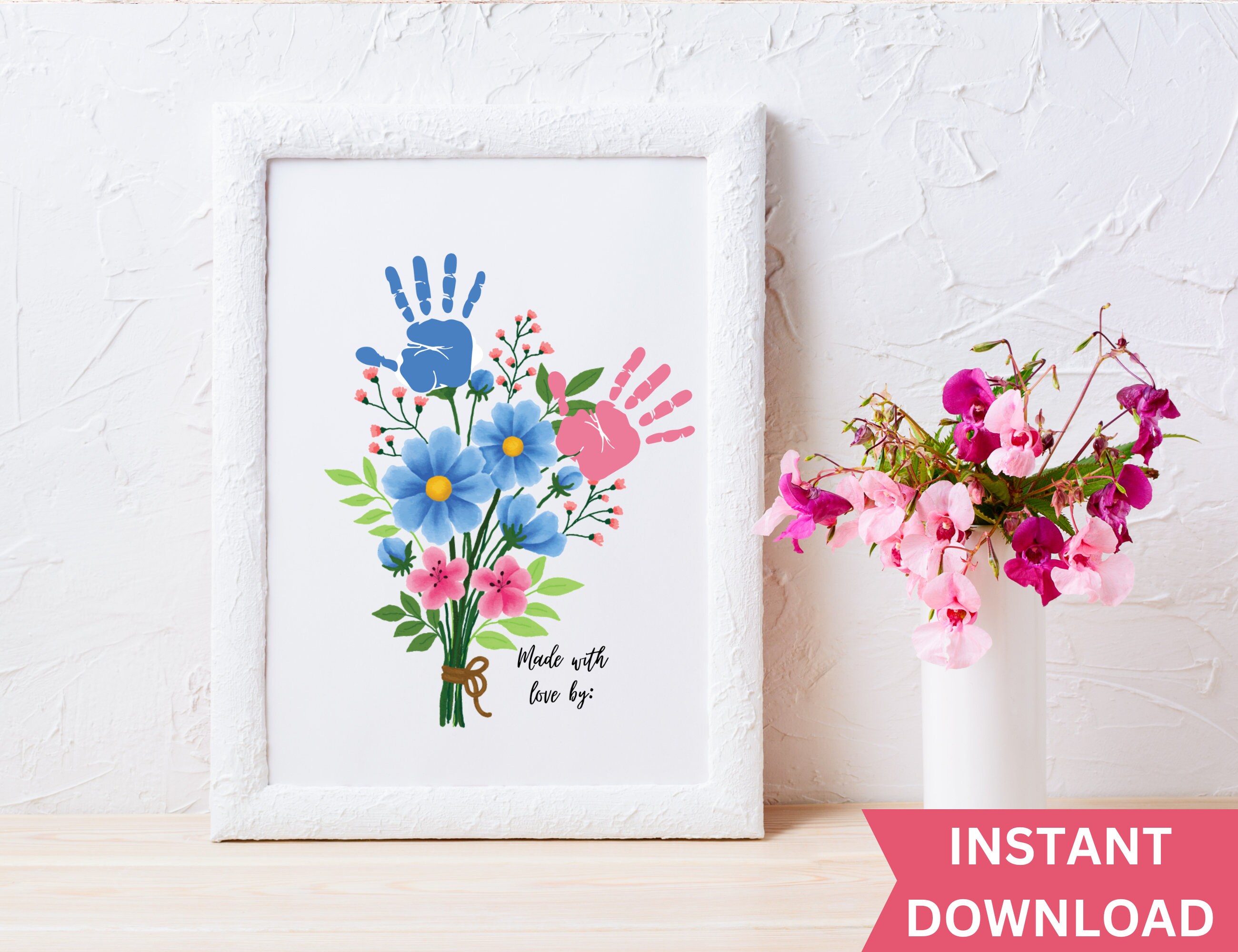 Handprint Flower Bouquet | Flower Handprint Sign - Etsy