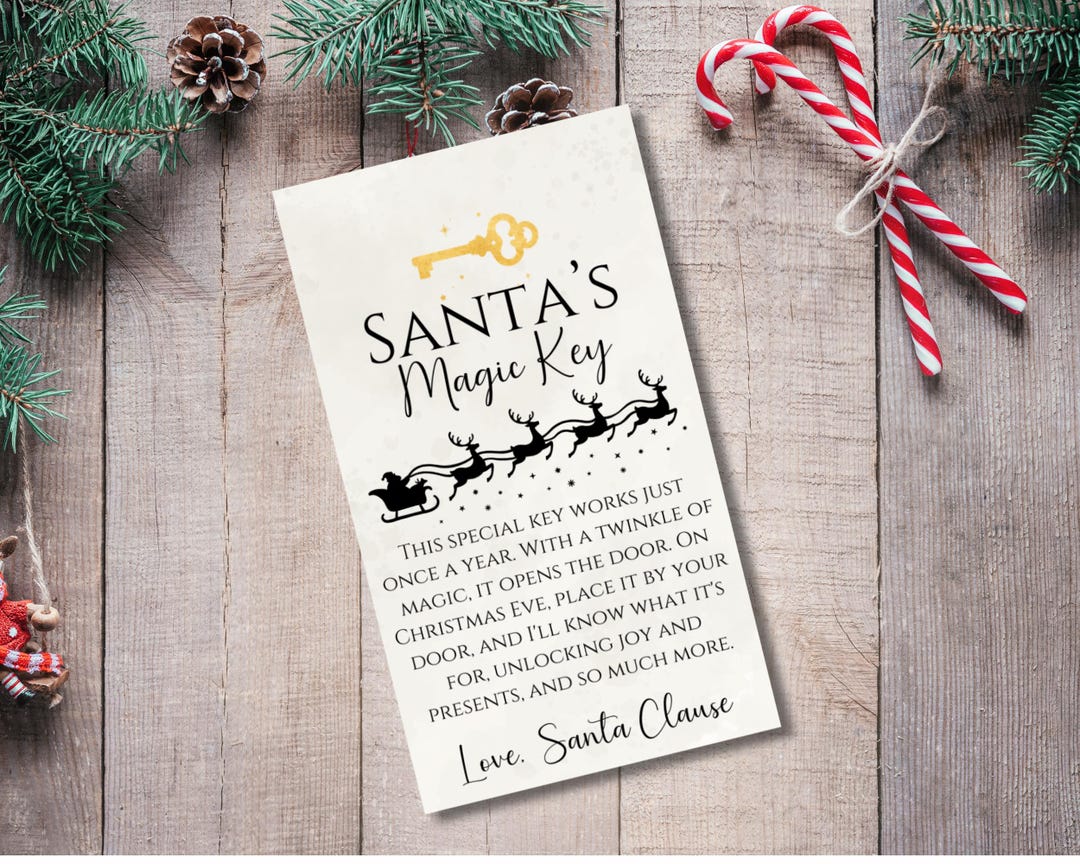 Santas Magic Key Tag Printable, Christmas Eve Magical Key Favor Tag ...