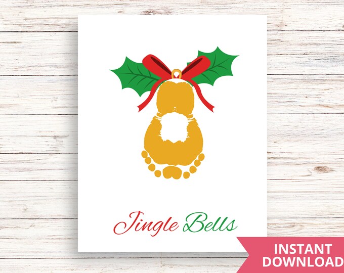 Jingle Bells Footprint Crafts, Printable Handprint Card, Daycare ...