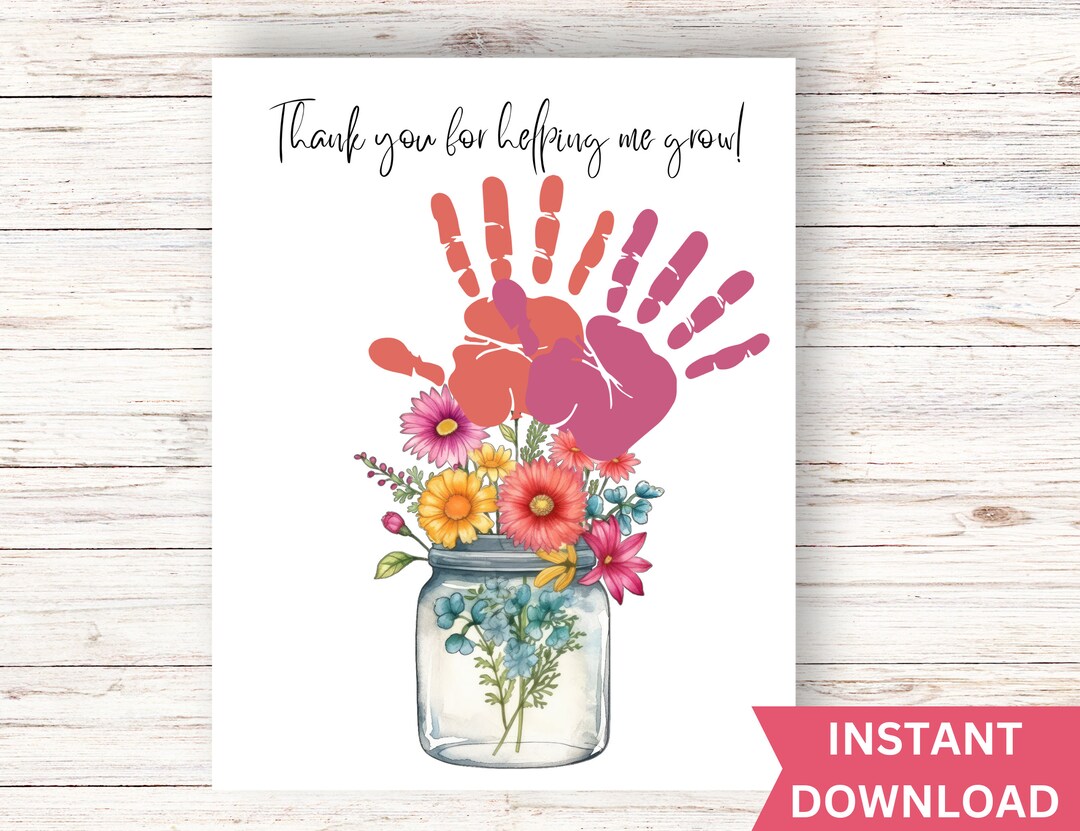 Thank You for Helping Me Grow Handprint| Printable Spring Crafts for Preschoolers| 5 Minute ...