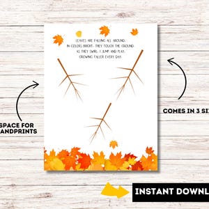 Falling Leaves Handprint Art, Toddler Craft, Autumn Poem Printable ...