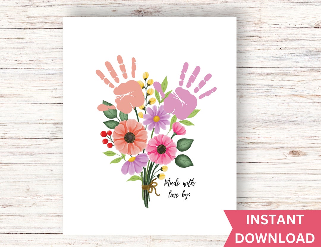 Mothers Day Handprint Flowers Bouquet Gift Mothers Day Sign - Etsy