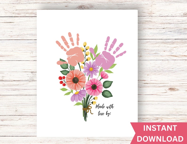 Mothers Day Handprint Flowers Bouquet Gift| Mothers Day Sign Handprint ...