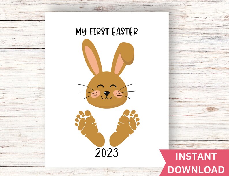My First Easter Bunny Footprint Art Craft| Easter Footprint Craft ...