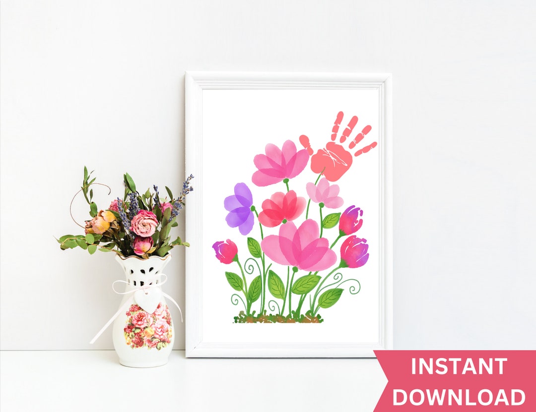 Flower Handprint Art Keepsake| Handprint Gift for Mom or Grandma ...