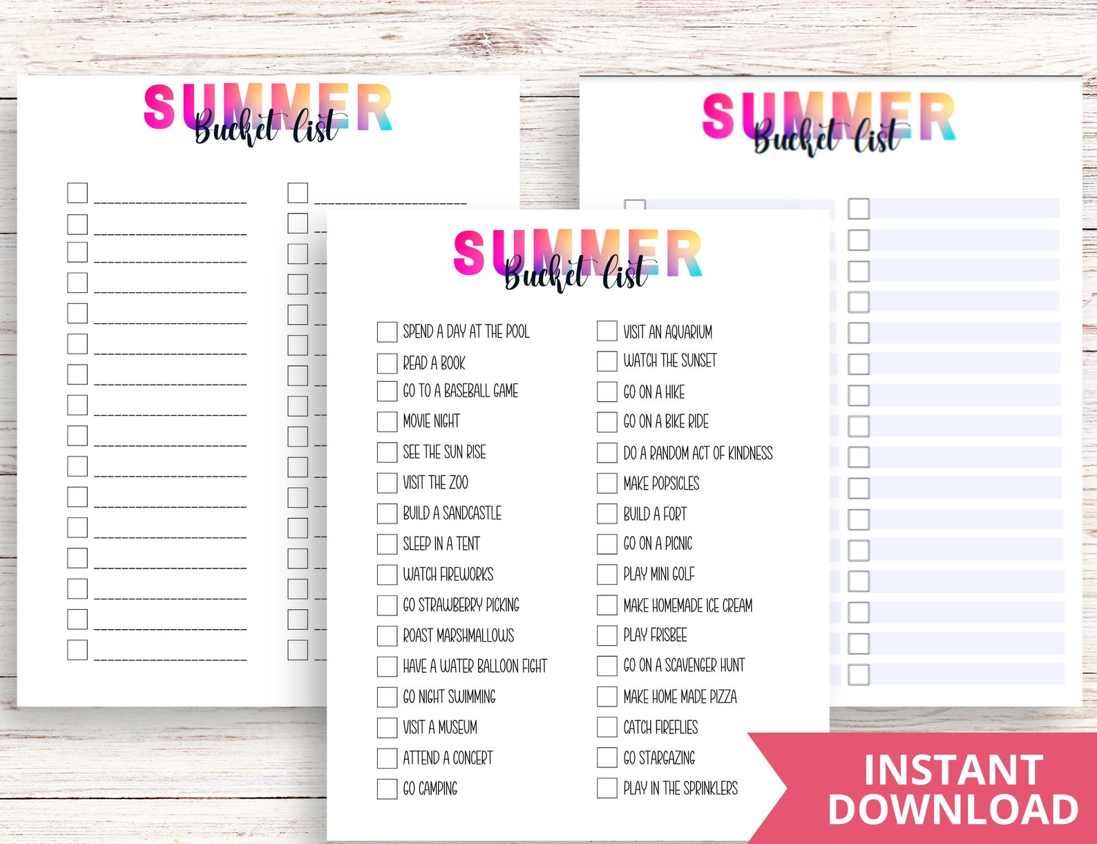 Summer Bucket List Printable for Kids Template summer Break - Etsy