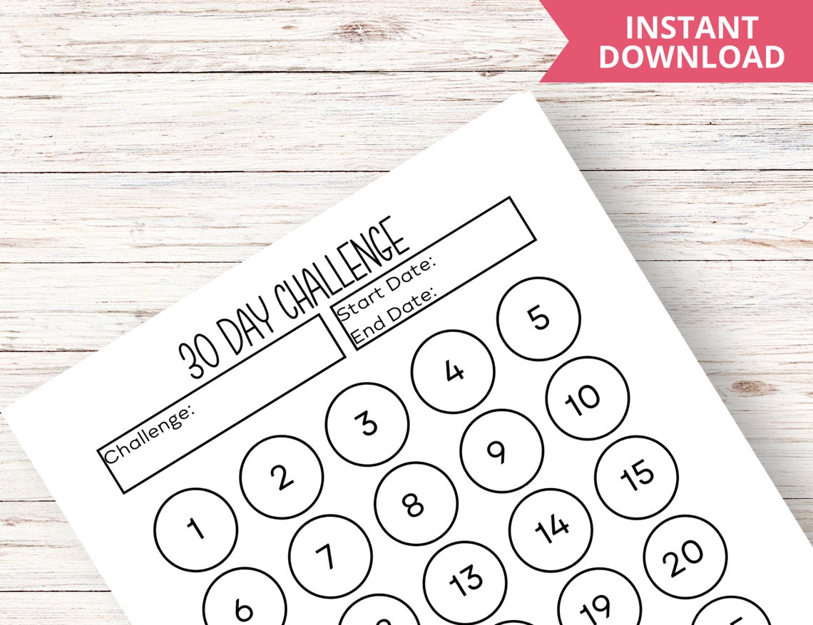 30 Day Challenge Printable Goal Setting Tracker Habits - Etsy UK