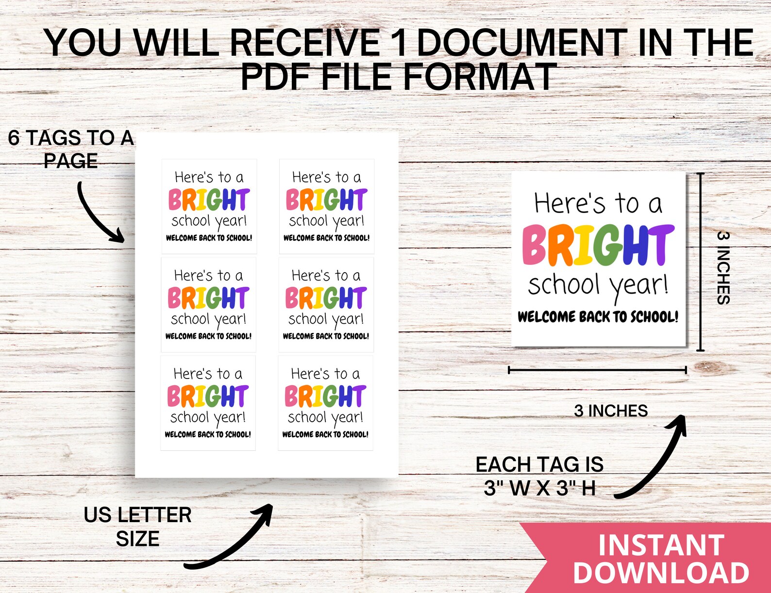 Here's to a BRIGHT School Year| Welcome Back to School Tag | Back to ...