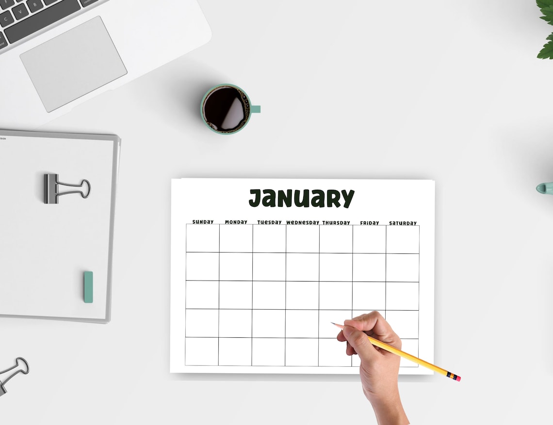 12 Month Printable Blank Calendar Monthly Calendar Printable 12 Month ...