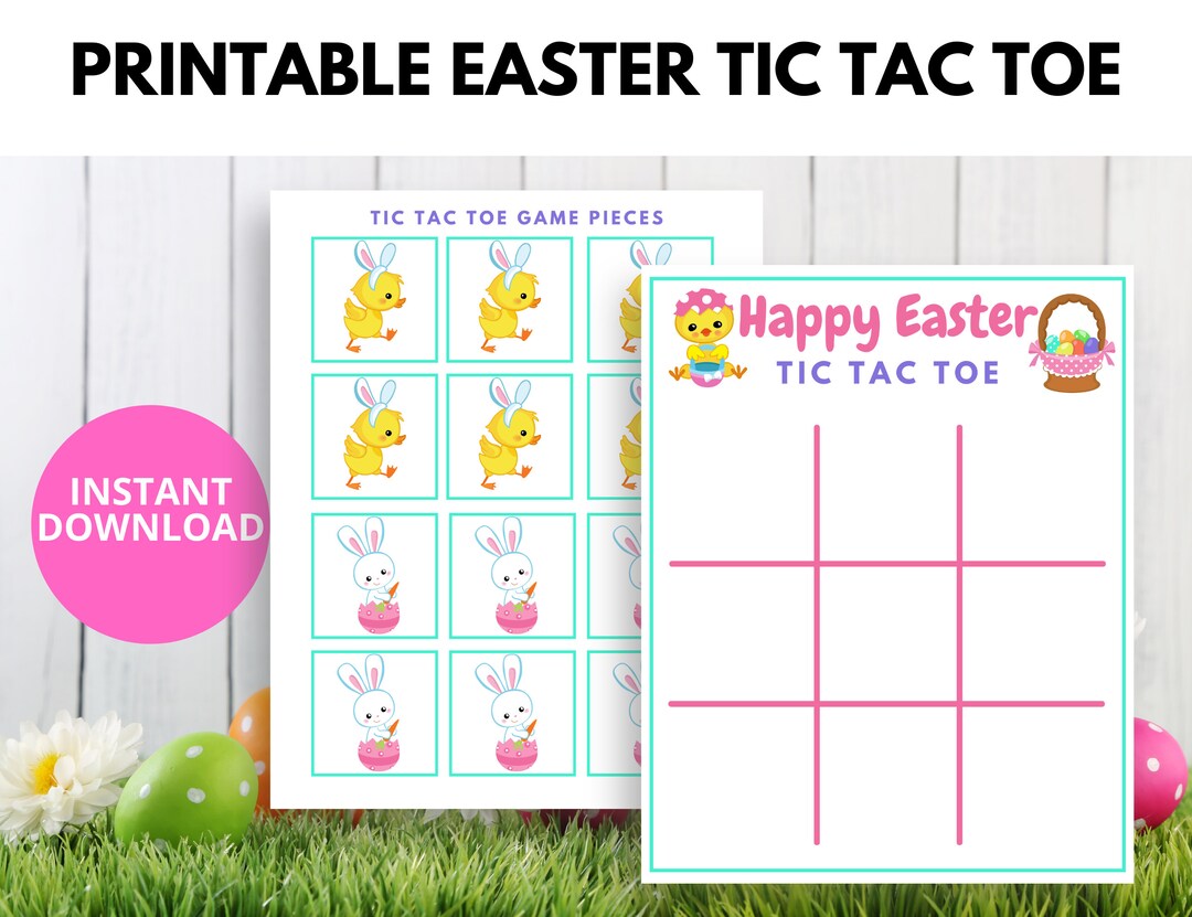 Printable Easter Tic Tac Toe Party Game Easter Games for Kids and ...