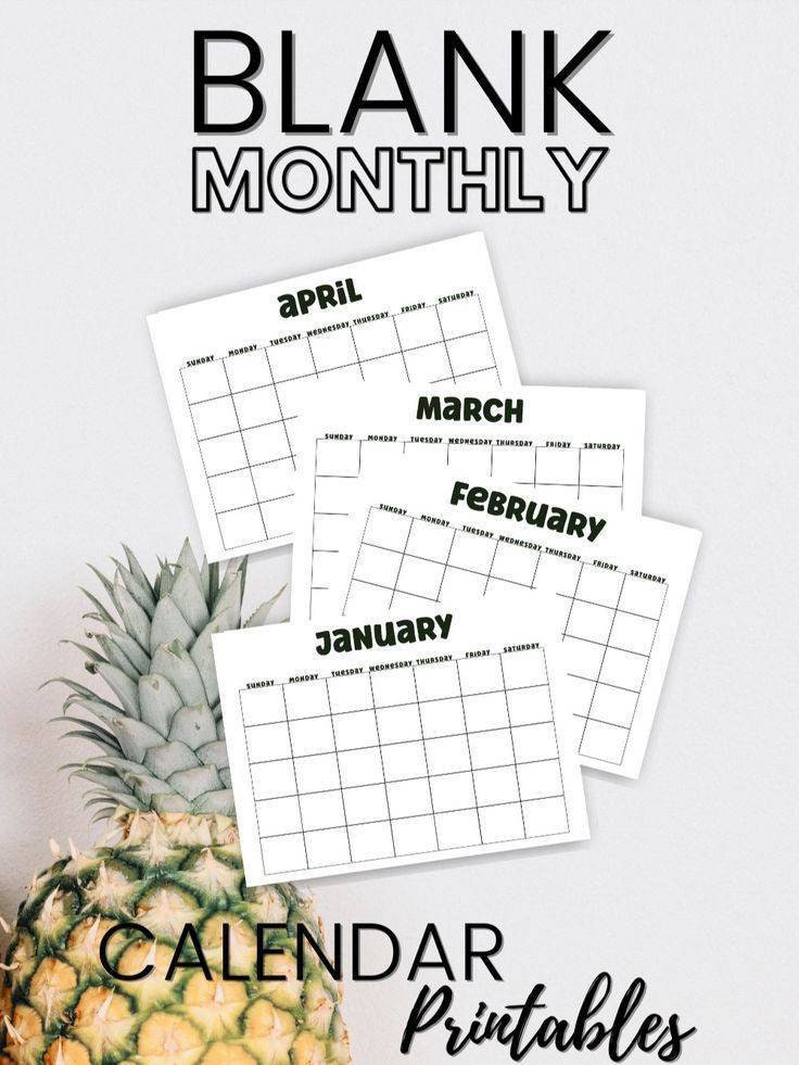12 Month Printable Blank Calendar| Monthly Calendar Printable | 12 ...