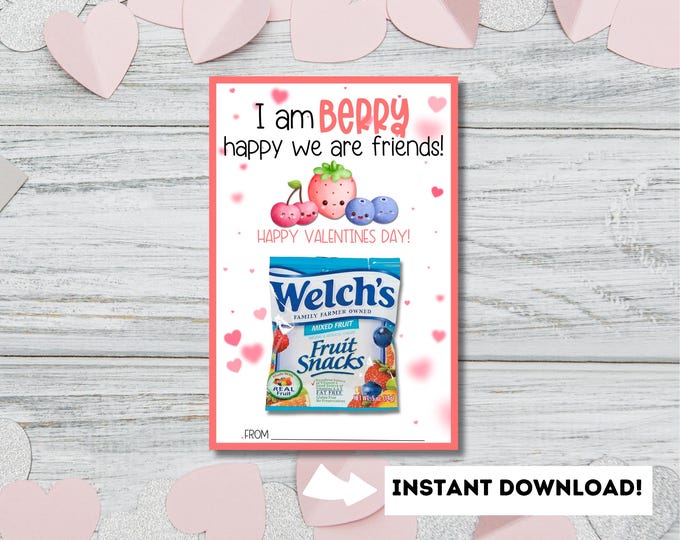 Valentine Day Fruit Snack Card Printable, Classroom Valentines Day ...