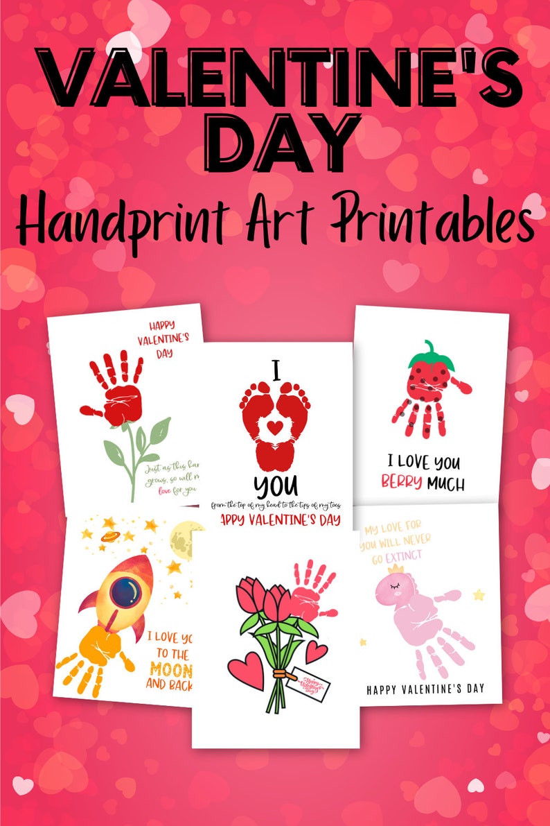 Valentine's Day Handprint Art Craft BUNDLE February Handprint Art Kids ...